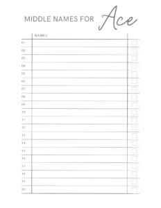 Over 100 Middle Names for Ace (Plus FREE pdf Download!) - Pribbles