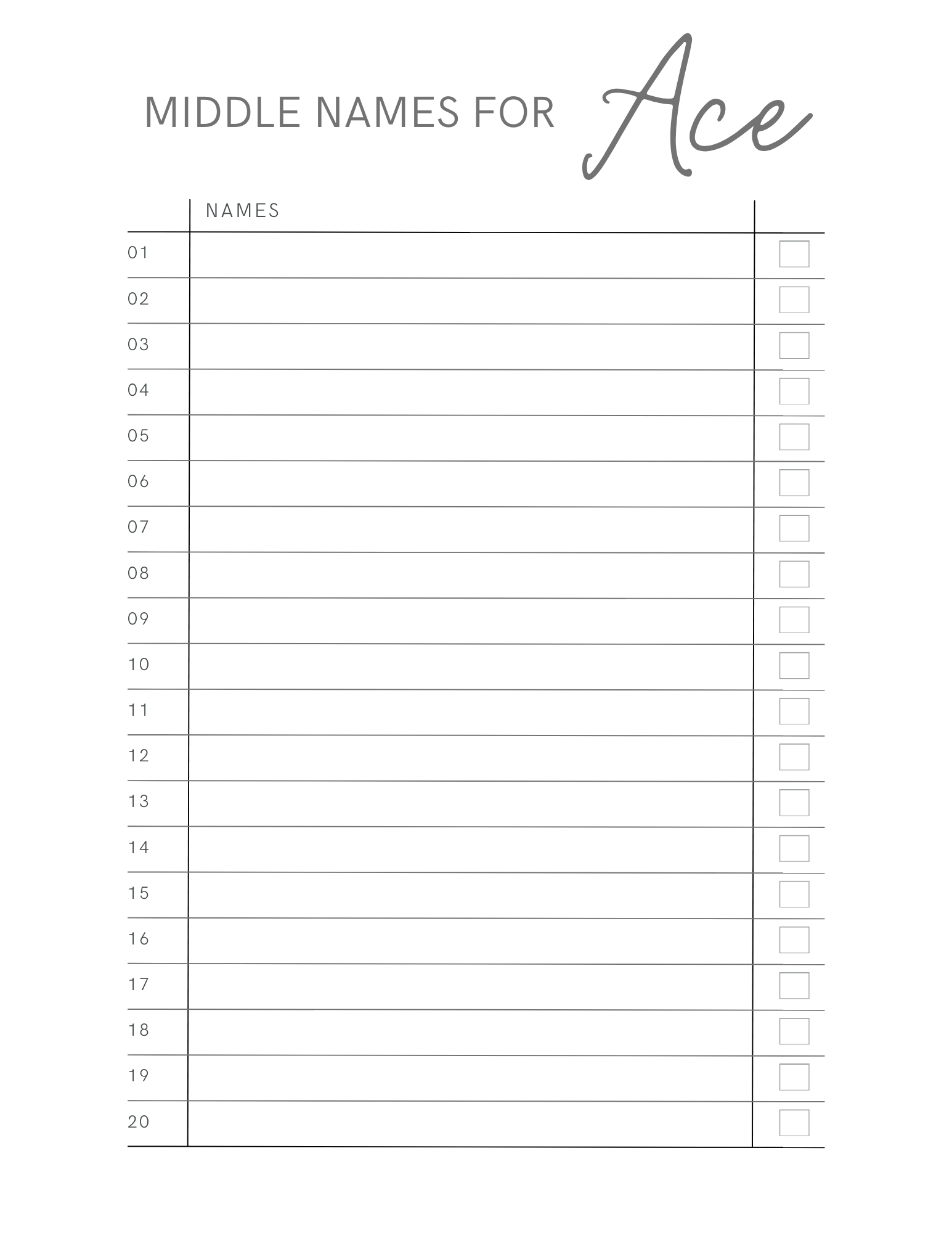 Over 100 Middle Names for Ace (Plus FREE pdf Download!) - Pribbles