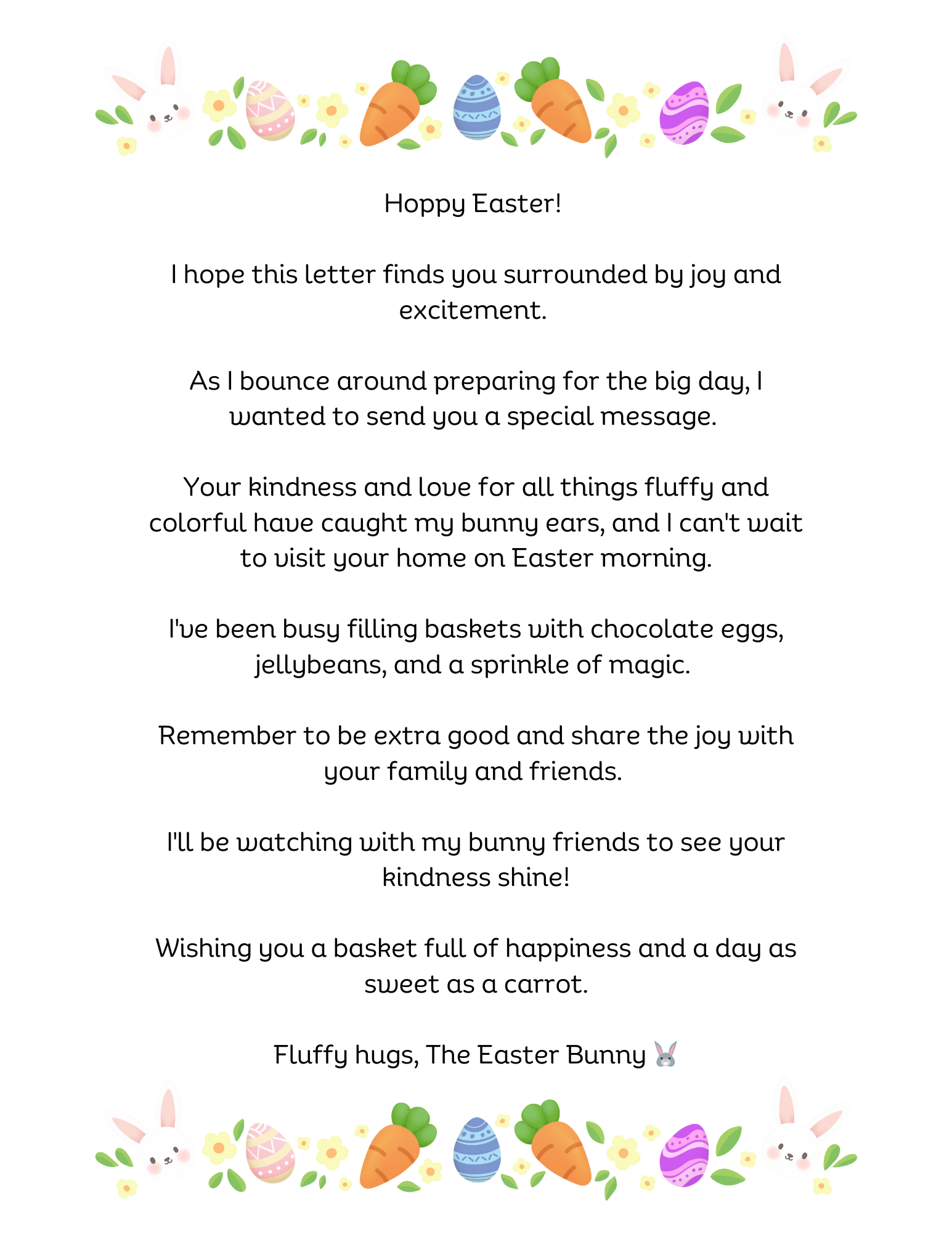 Free Printable Easter Bunny Letter (5 Fun & Unique Letters) - Pribbles