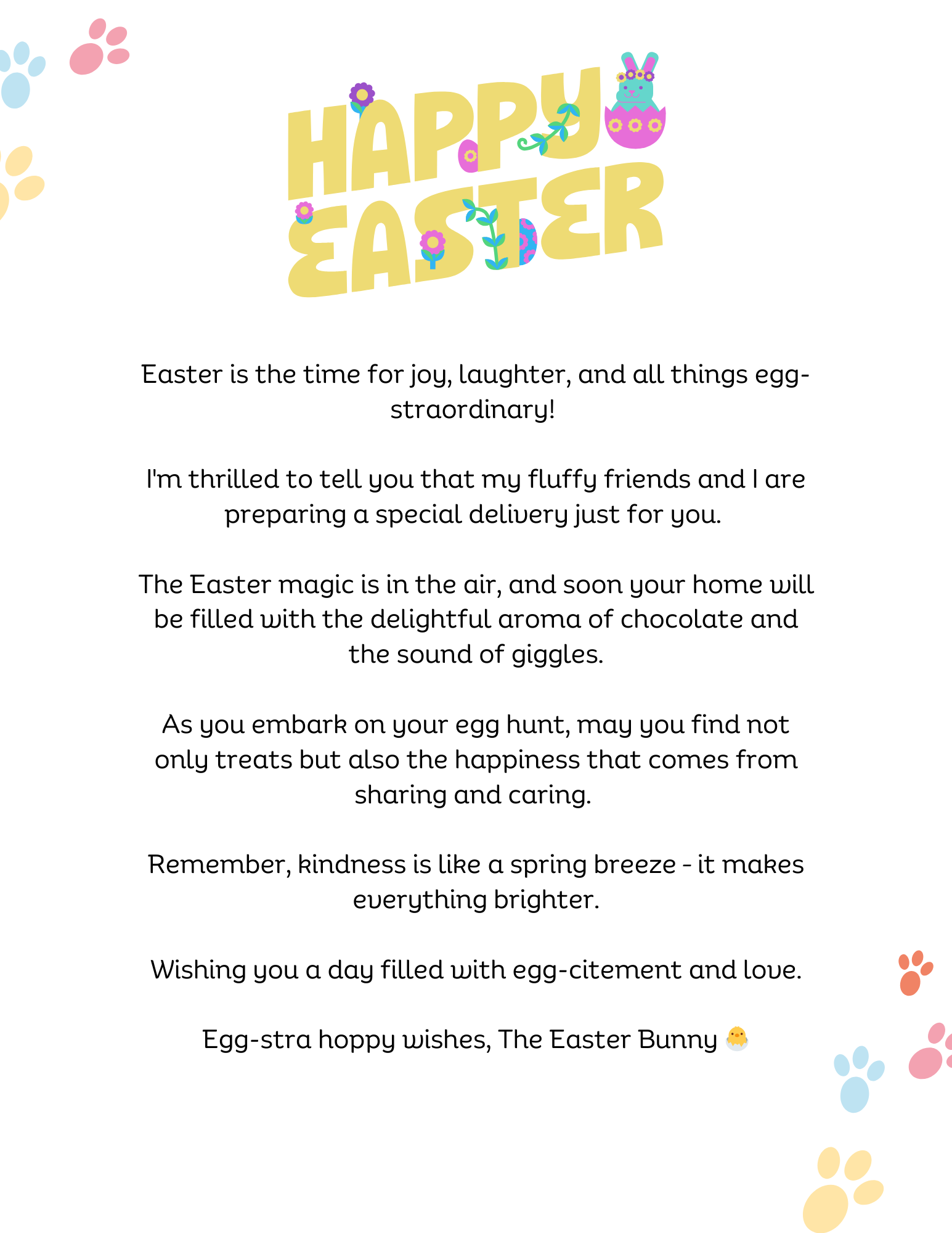 Free Printable Easter Bunny Letter (5 Fun & Unique Letters) - Pribbles