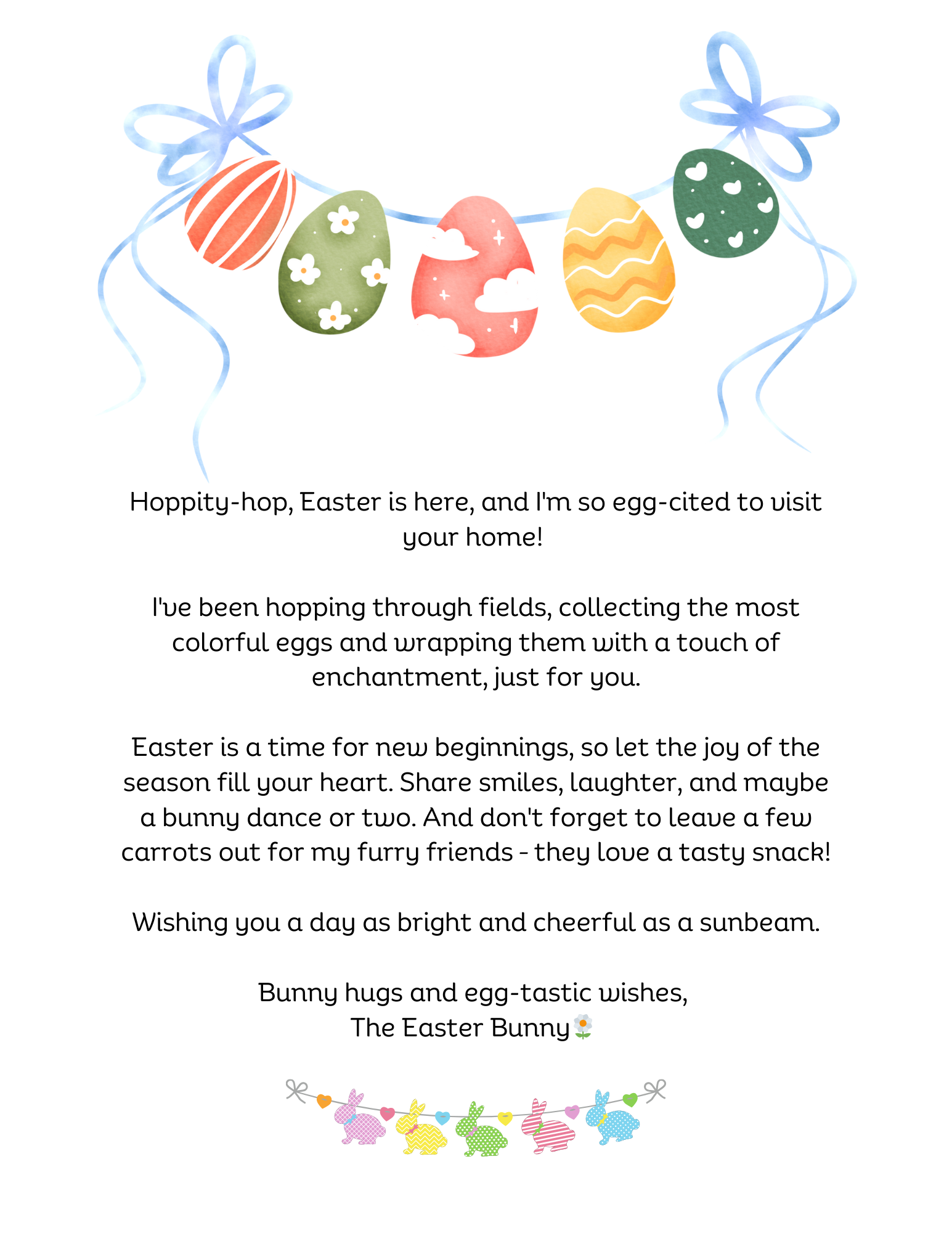 Free Printable Easter Bunny Letter (5 Fun & Unique Letters) - Pribbles