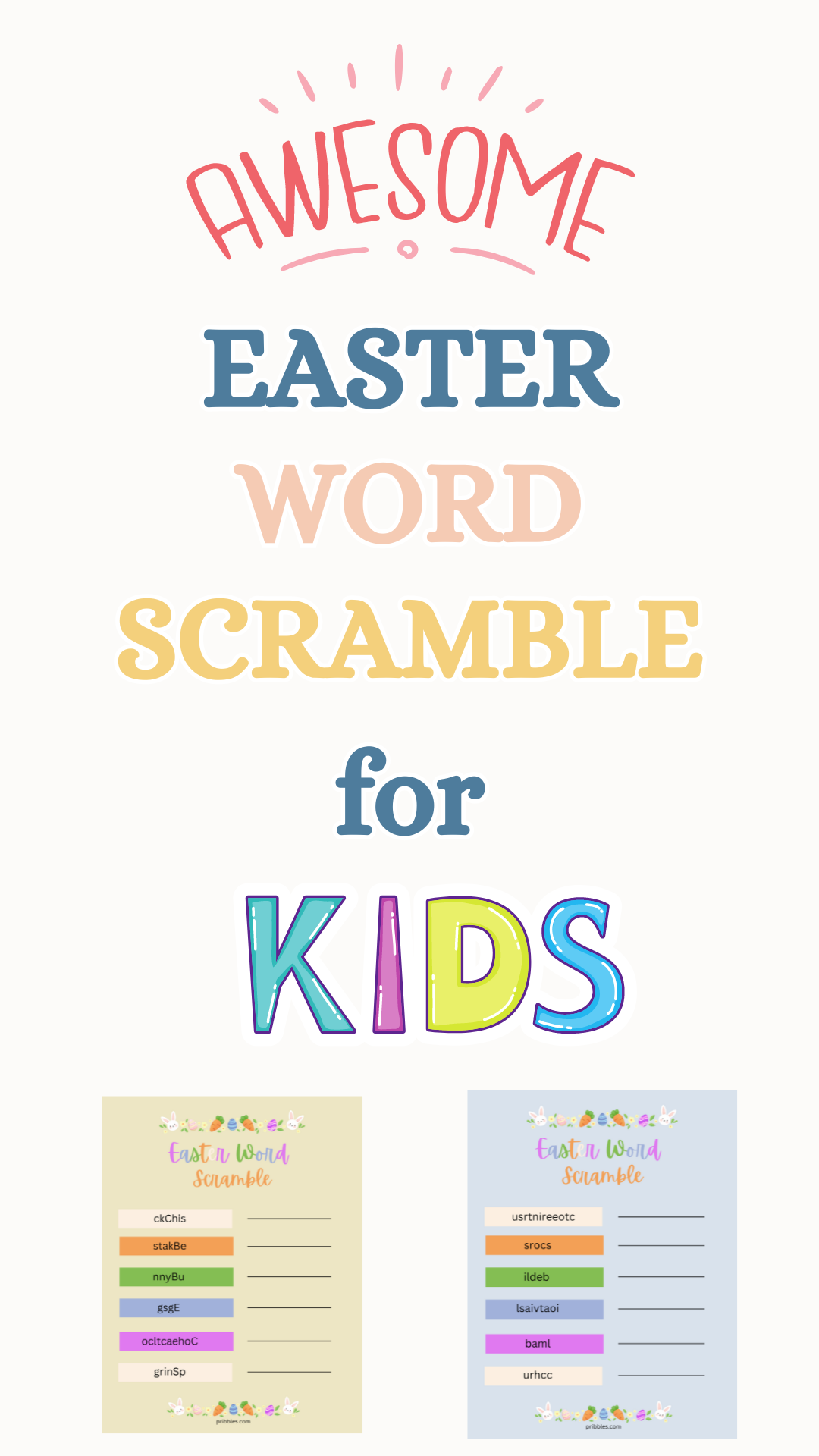 Easter Word Scramble - 2 Fun (FREE) Word Puzzles - Pribbles