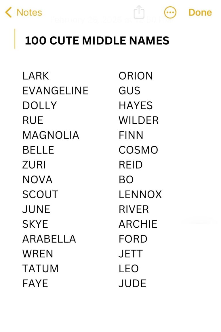 100 Cute Middle Names for Boys and Girls (By Category) - Pribbles